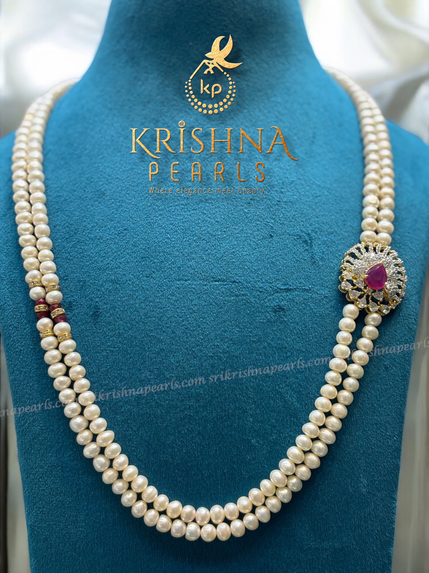 Alluring Two lines Pearls Broch Set – Sri Krishna Pearls