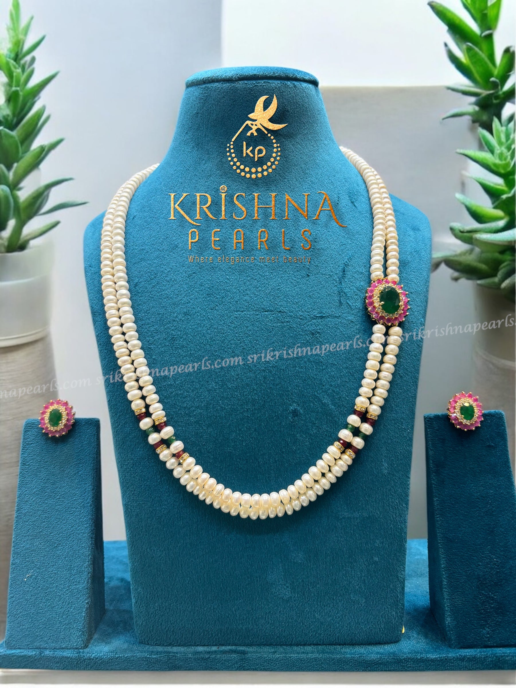 Designer Two lines Pearls Broch Set – Sri Krishna Pearls