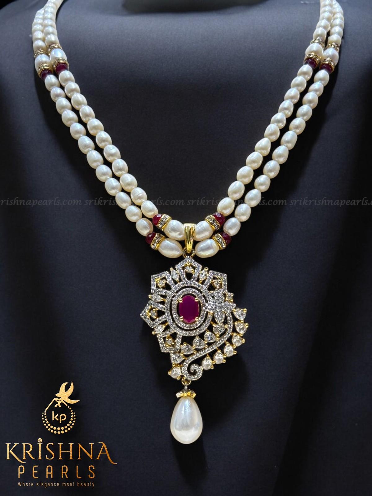 Ruby Empress Pendent With Pearls Necklace Set – Sri Krishna Pearls